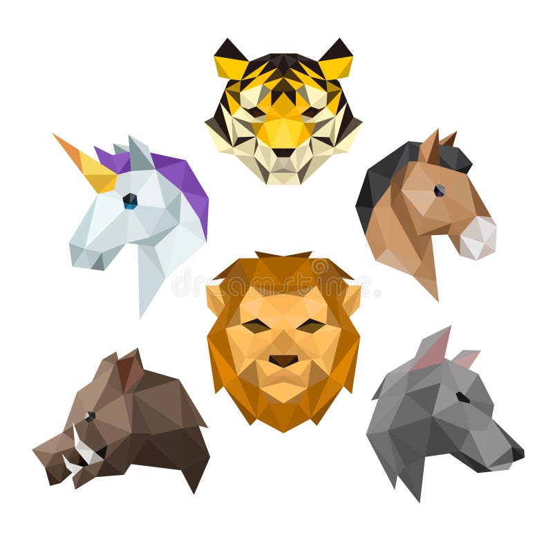 ANIMAL HEAD with POLYGONAL GEOMETRIC STYLE Stock Vector - Illustration ...