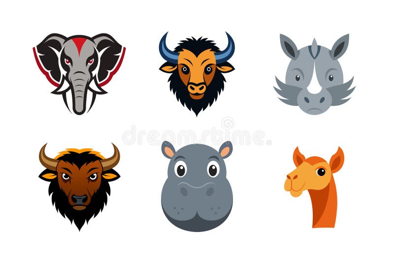 Animal Head Vector Art Illustration Stock Vector - Illustration of ...