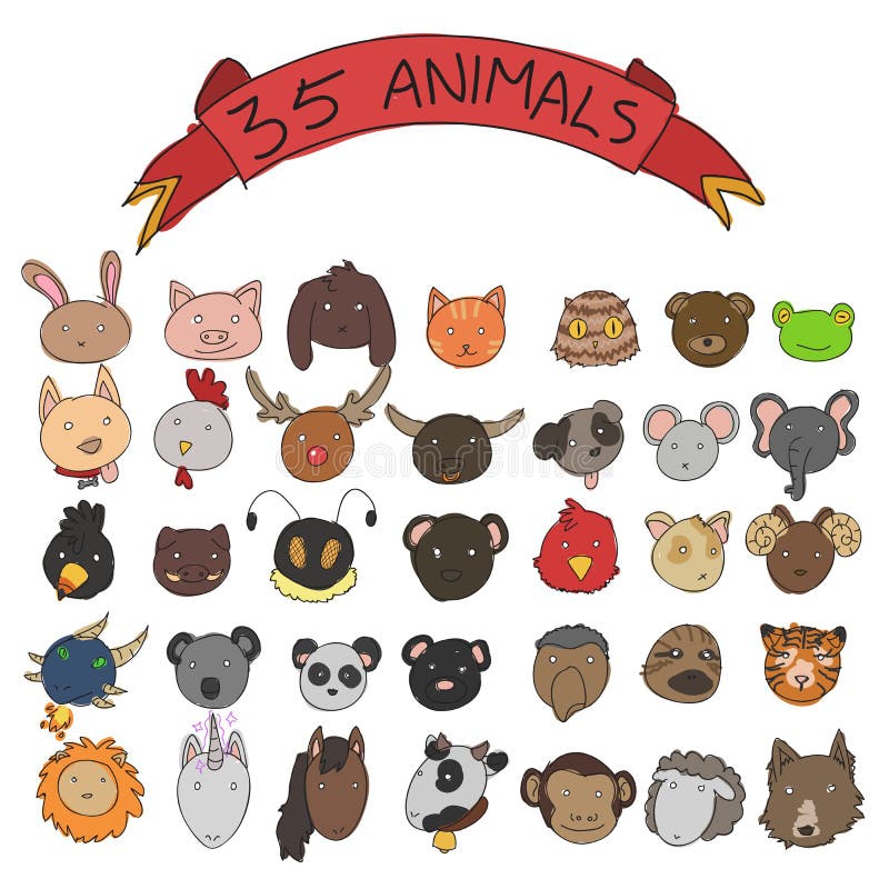 Animal heads vector stock vector. Illustration of rabbit - 38821364