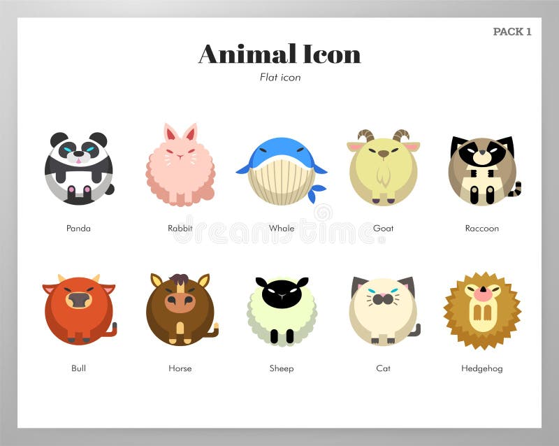 Animal icon flat pack stock vector. Illustration of brown - 144016047