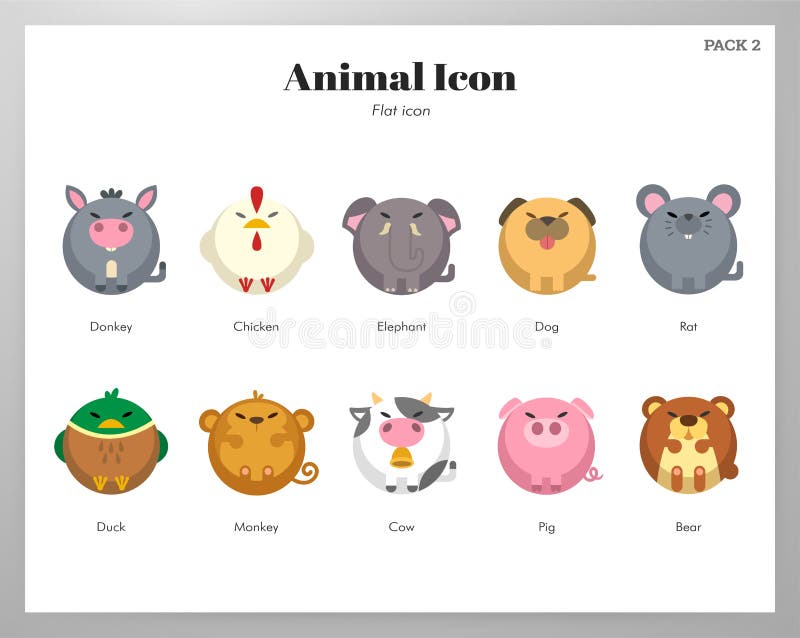 Animal icon flat pack stock vector. Illustration of brown - 144016047