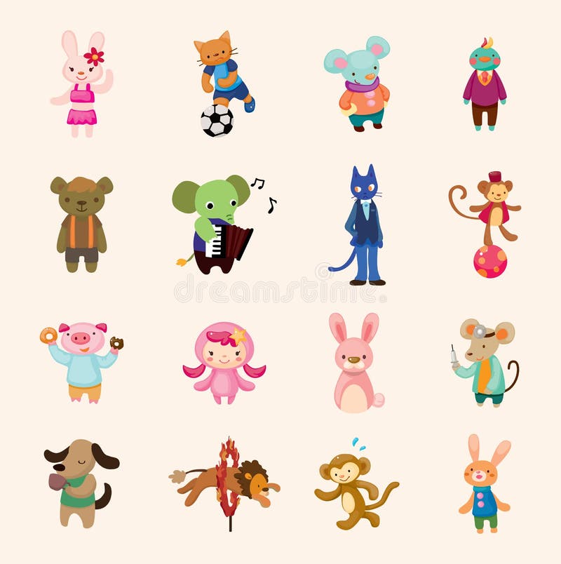 Animal icon set stock vector. Illustration of mouse, smile - 27523982