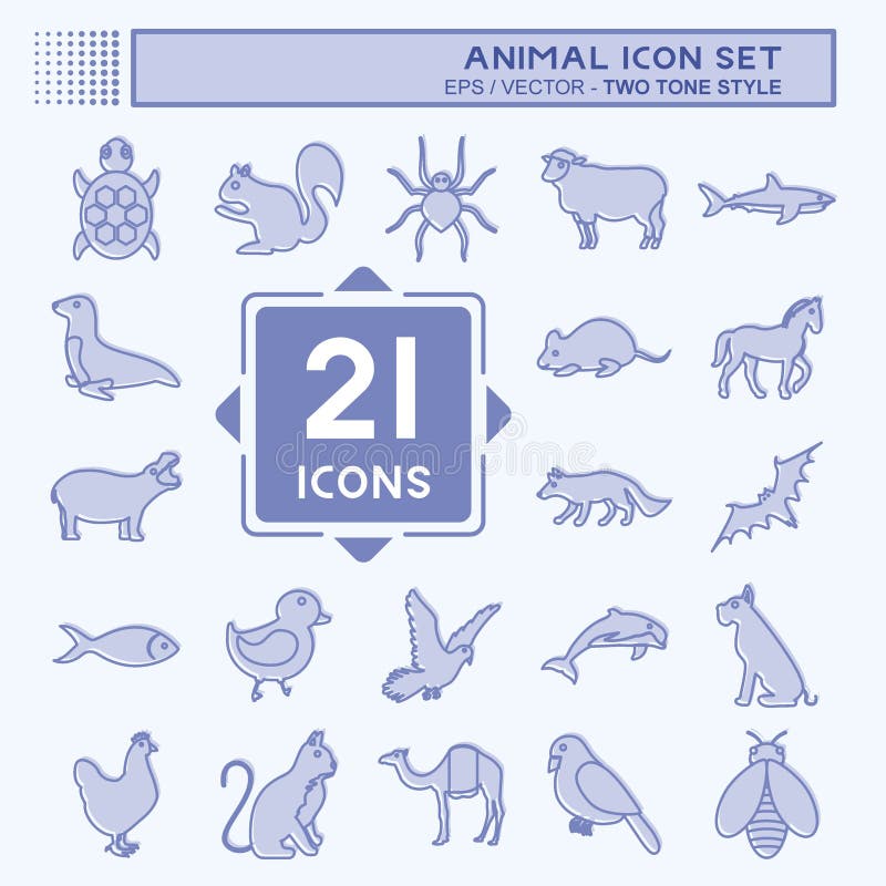 Animal Icon Set. Suitable for Animal Symbol. Two Tone Style. Simple ...