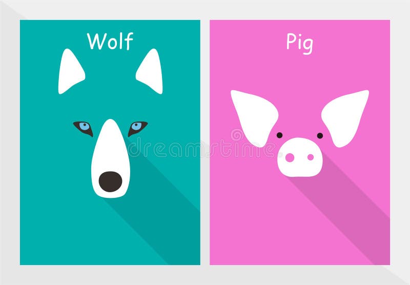 Animal Icon Wolf and Pig Vector Stock Vector - Illustration of february ...