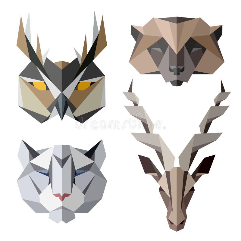 Animal Icons, Vector Icon Set. Abstract Triangular Style Stock Vector ...