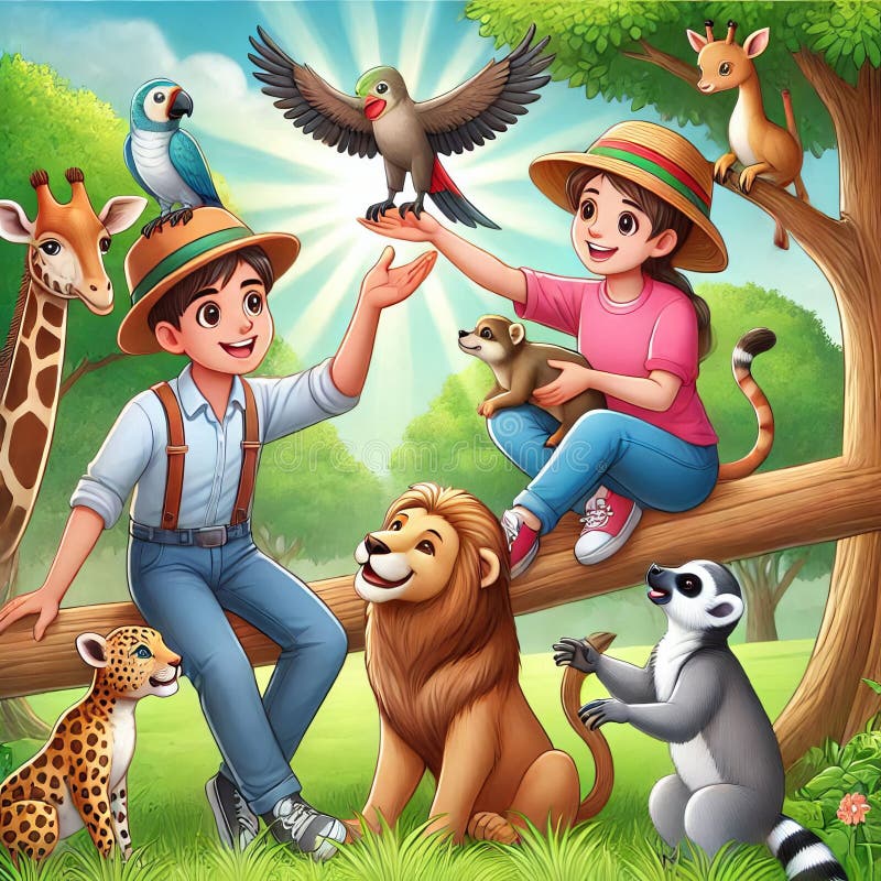 Animal Interaction a Scene of Relatives Interacting with Friendl Stock ...