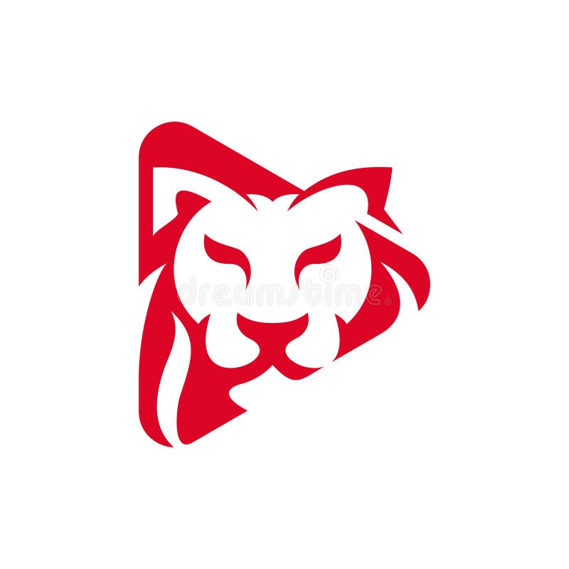 Animal Lion Beast with Play Icon Logo Design, Icon Concept Isolated ...