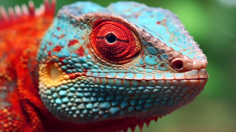 Animal Lizard in Nature Multi Colored and Close Up Stock Illustration ...
