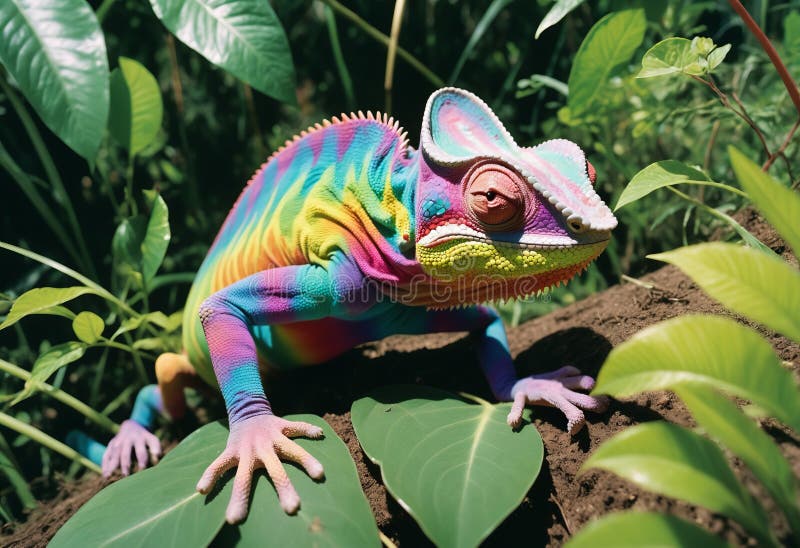 Animal Lizard in Nature Multi Colored and Close Up Stock Illustration ...