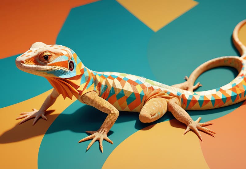 Animal Lizard in Nature Multi Colored and Close Up Stock Illustration ...