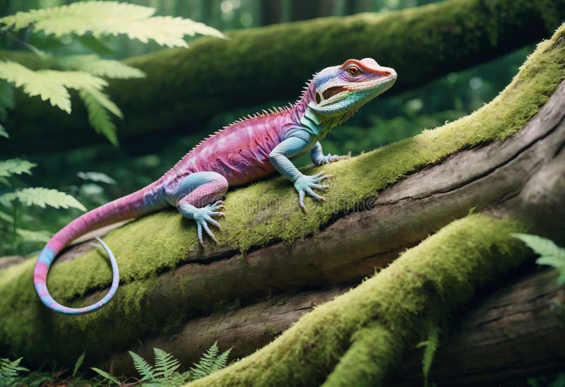 Animal Lizard in Nature Multi Colored and Close Up Stock Illustration ...