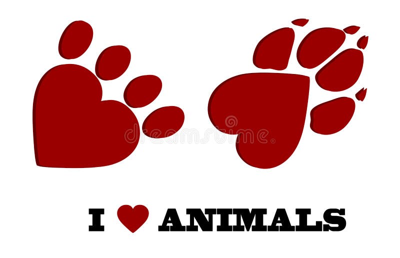 Animal Love Symbol Paw Print with Heart, Isolated Vector Stock Vector ...