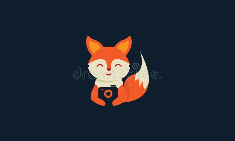 Animal Mammals Fox Cute with Camera Photography Logo Icon Vector Design ...
