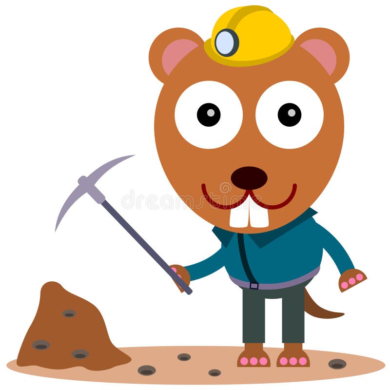 Animal miner stock illustration. Illustration of cartoon - 32981060