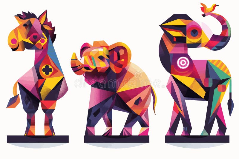 Animal Modern Abstract Decor Sculpture Set Isolated Stock Vector ...