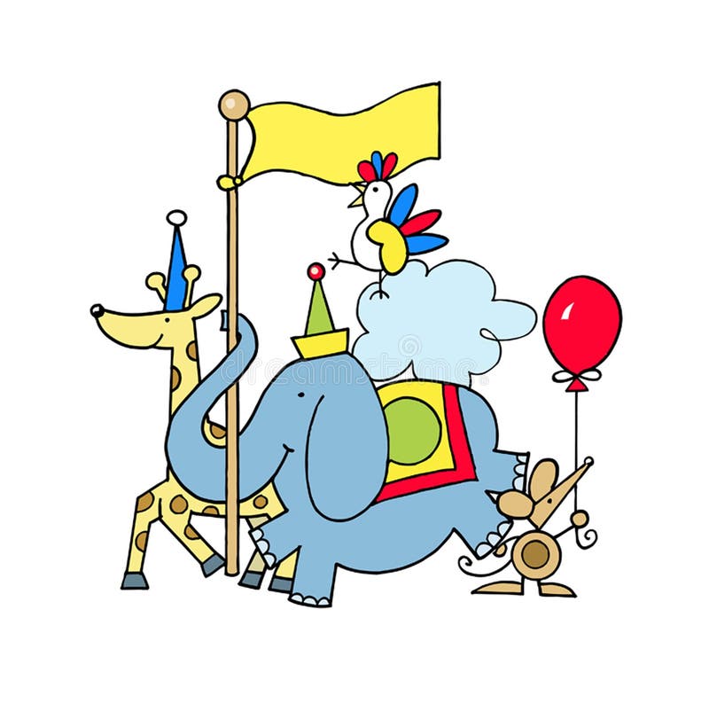 Animal Parade stock vector. Illustration of mouse, elephant - 19827491