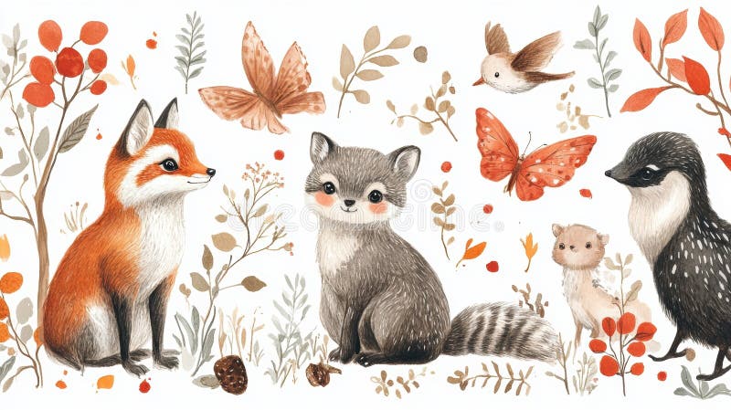 Animal Pattern Art, Animal Drawings in a Playful Pattern on a Banner ...