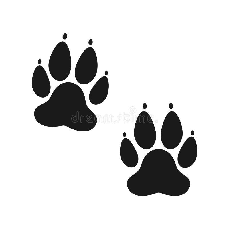 Animal Paw Icons. Flat Design Stock Illustration - Illustration of mark ...