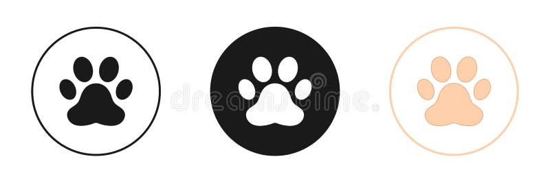 Animal Paw Icons Set. Flat Design Stock Illustration - Illustration of ...