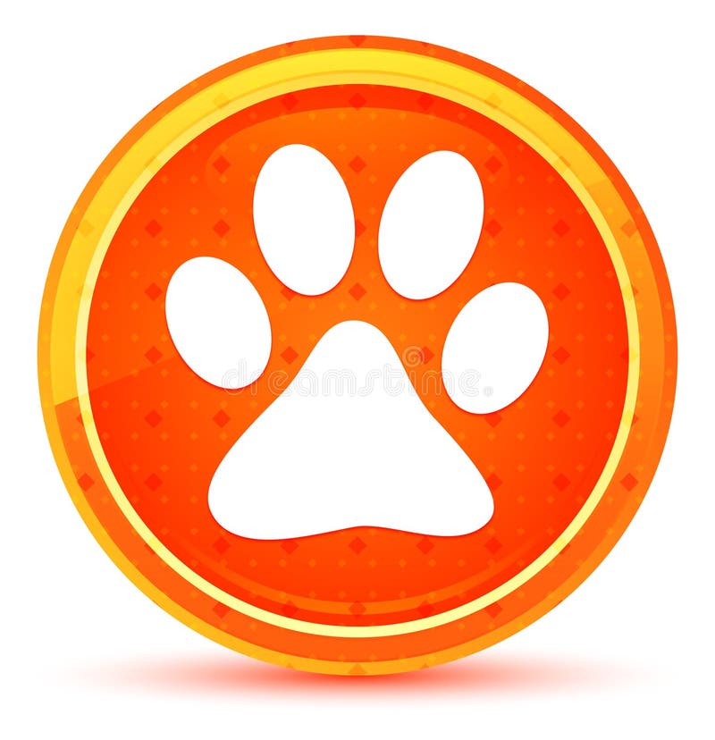Animal Paw Print Icon Natural Orange Round Button Stock Illustration ...