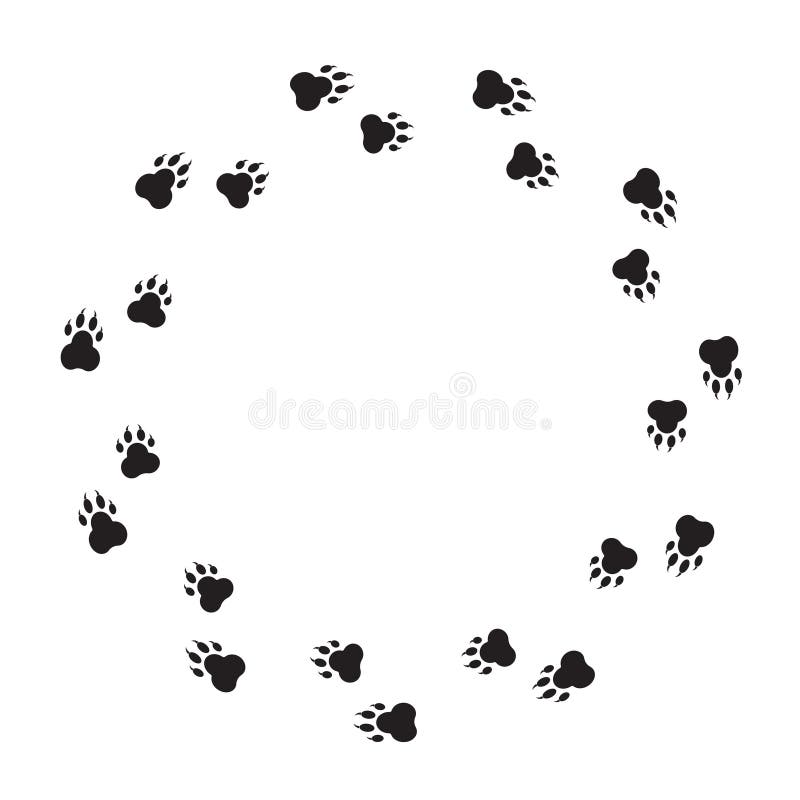 Animal Paw Prints Circle. Vector Circular Track Pattern Stock Vector ...