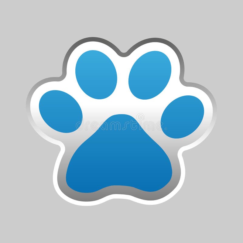 Animal Paw - Silver Blue Metallic Vector Illustration - Isolated on ...