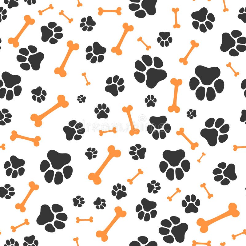 Animal Paw Steps Vector Seamless Pattern. Pet Footprint Random Pattern ...