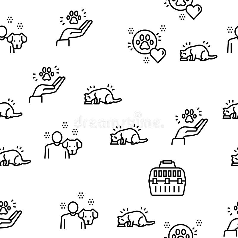 Animal Pet Shelter Vector Seamless Pattern Stock Vector - Illustration ...