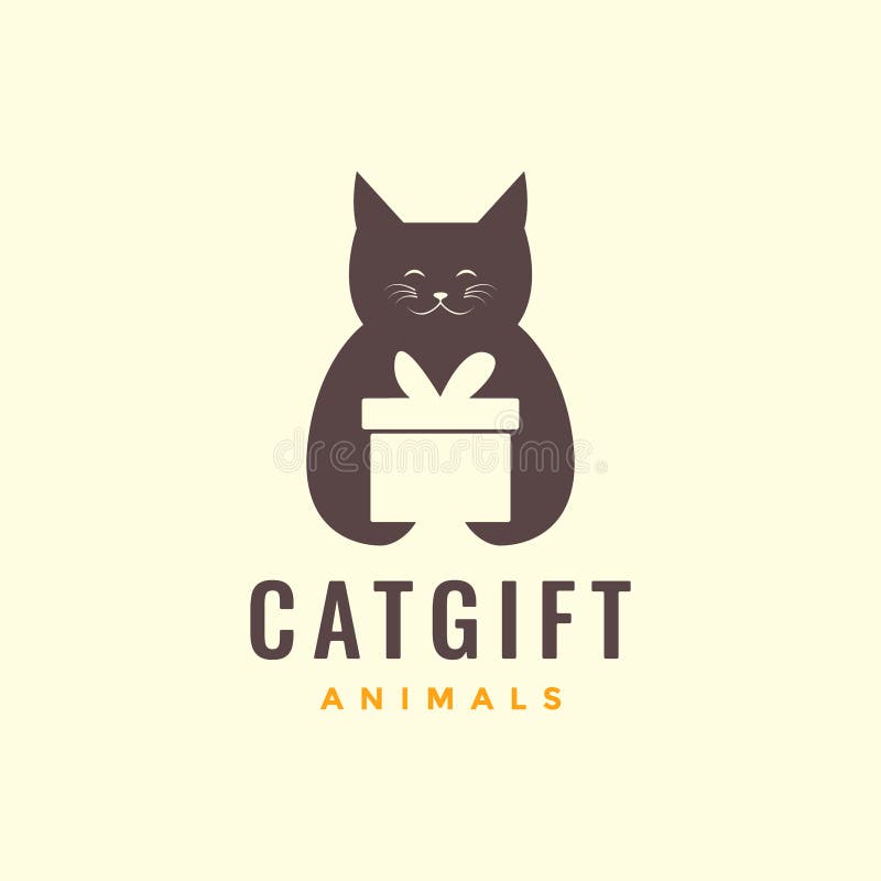 Animal Pets Cat Hug Gift Box Mascot Logo Design Vector Stock Vector ...