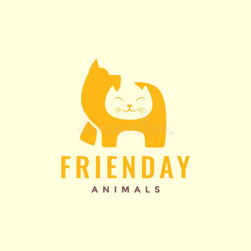 Animal Pets Dog and Cat Flat Mascot Modern Logo Design Vector Stock ...