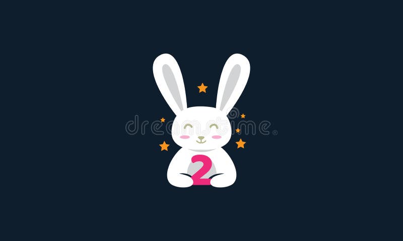 Animal Pets Rabbit Bunny Cute with Number 2 Vector Stock Vector ...