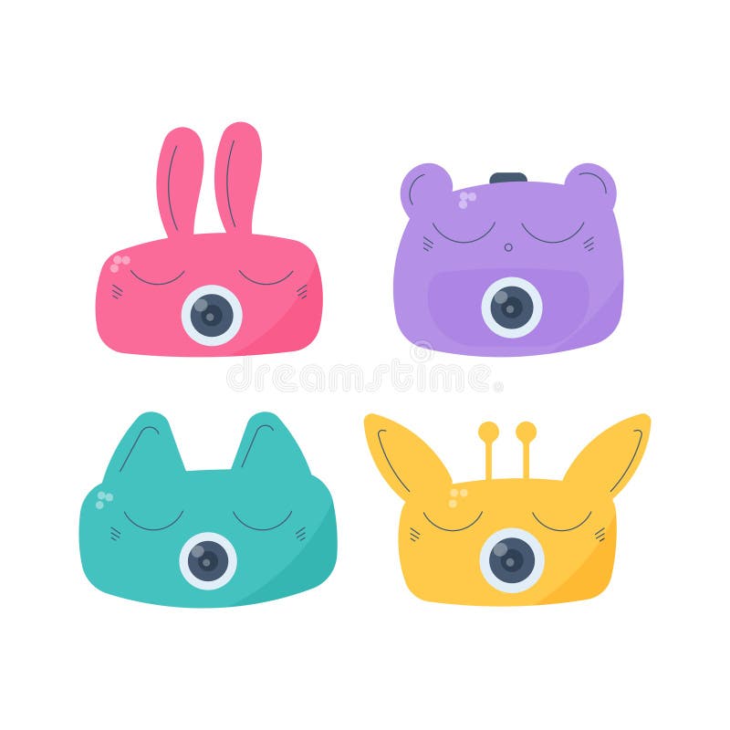 Animal Photography Day Set of Toy Camera Elements Stock Vector ...