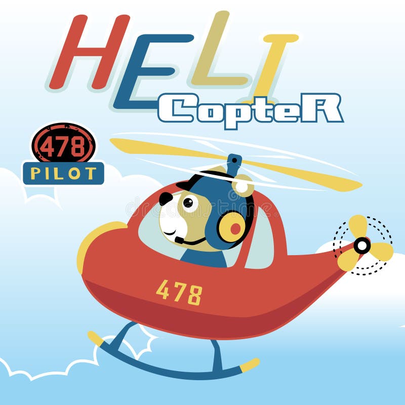 Cartoon of Animal Pilot Helicopter Stock Vector - Illustration of comic ...