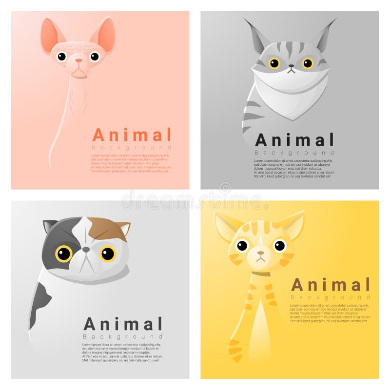 Animal Portrait Collection with Cats Stock Vector - Illustration of ...