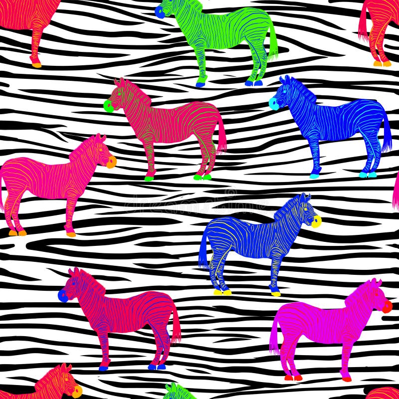 Animal Print with Colorful Zebra Illustrations Stock Vector ...