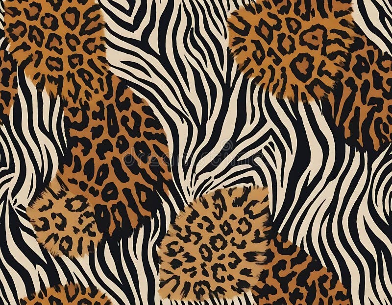 Animal Print Fabric Pattern with Leopard and Zebra Textures Stock ...