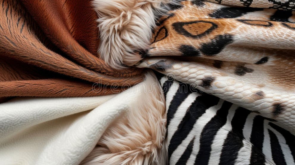Animal Print Fabric Textures Featuring Leopard, Zebra, and Fur Patterns ...