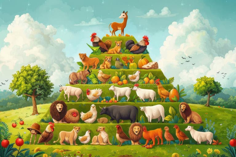 Animal Pyramid Illustration, a Visual Representation of the Food Chain ...