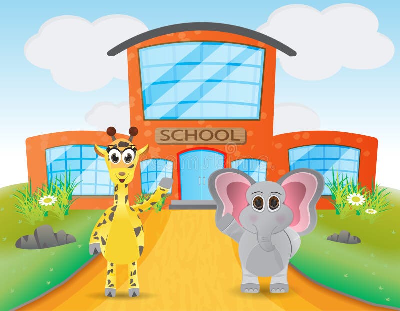 Animal school illustration stock vector. Image of vector - 52691751