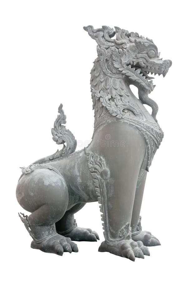 Animal Sculpture at Temple in Thailand Stock Image - Image of lion ...