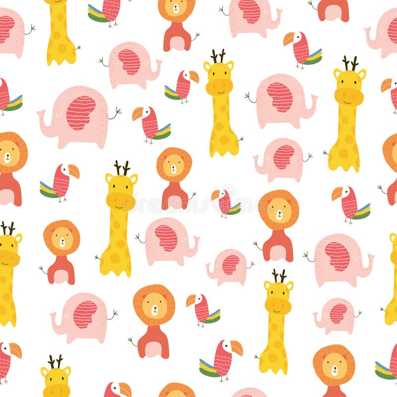 Animal Seamless Pattern Cartoon Cute for Children Stock Illustration ...