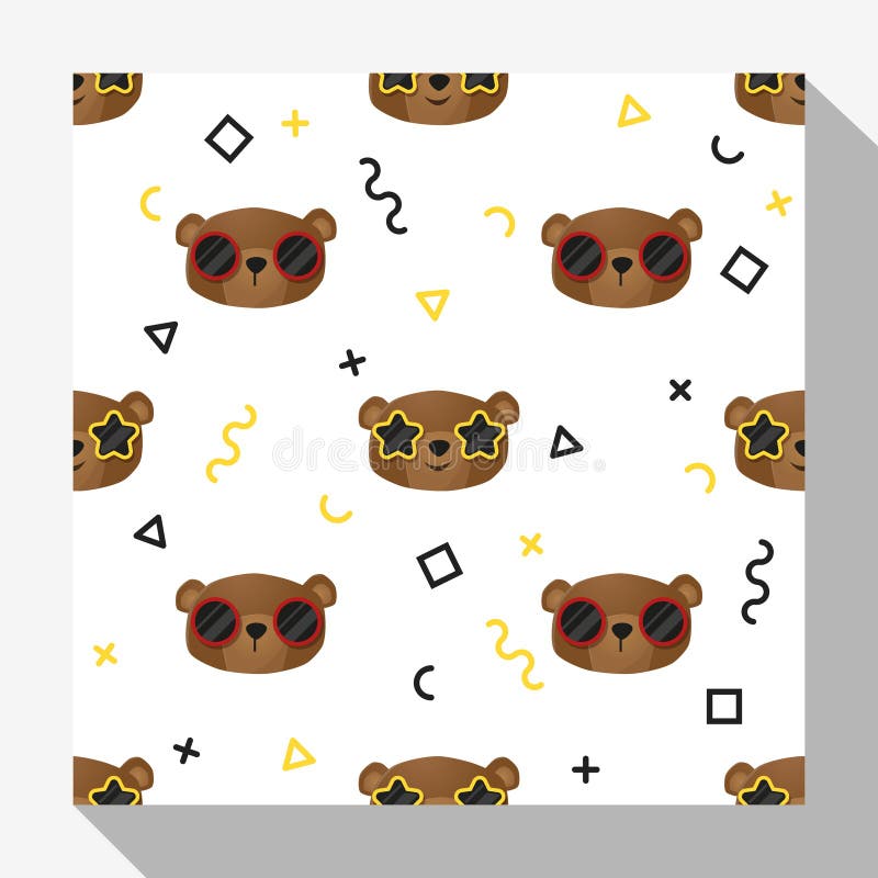 Animal Seamless Pattern Collection with Bear Stock Vector ...