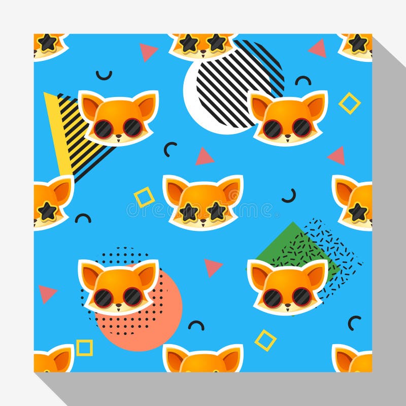 Animal Seamless Pattern Collection with Fox Stock Vector - Illustration ...