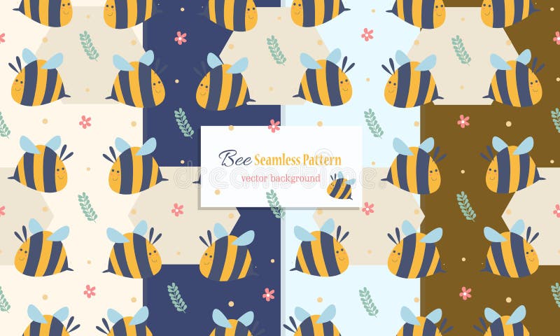 Animal Seamless Pattern with Cute Bee Design Stock Vector ...