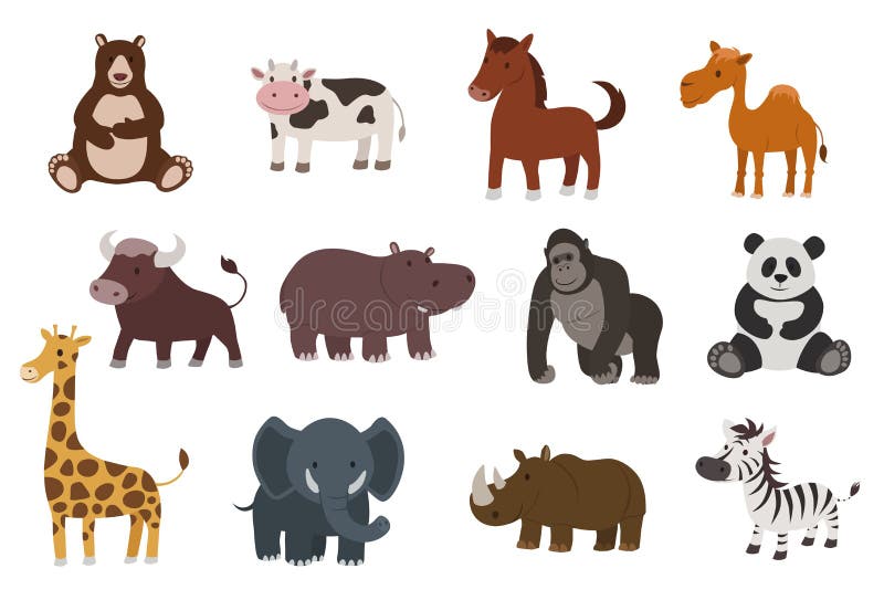 Animal set stock vector. Illustration of bull, giraffe - 23213674