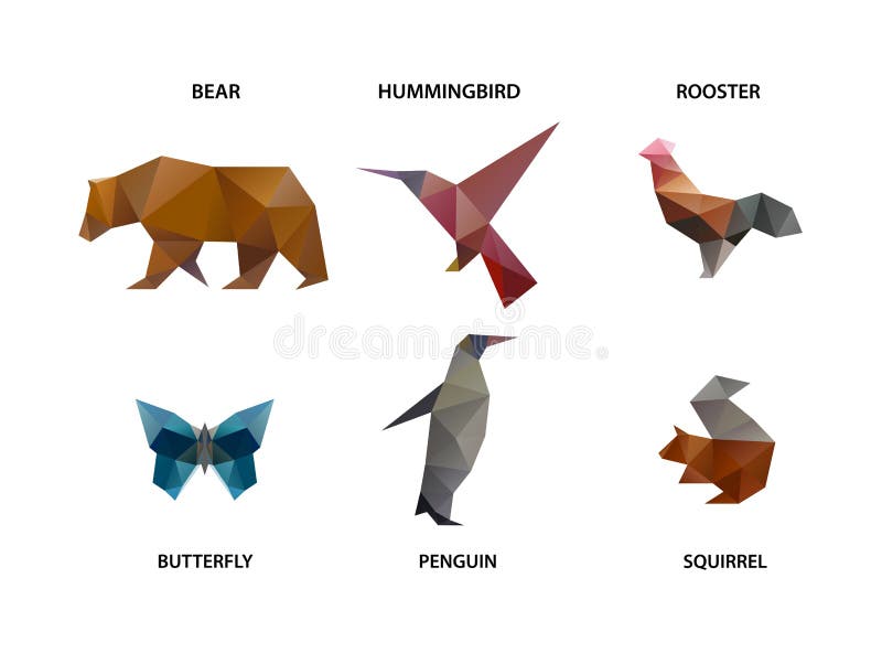 Geometric Animals Silhouettes. Set of Polygons Stock Vector ...