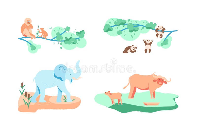 Set of Rare and Endangered Animal Stock Vector - Illustration of ...