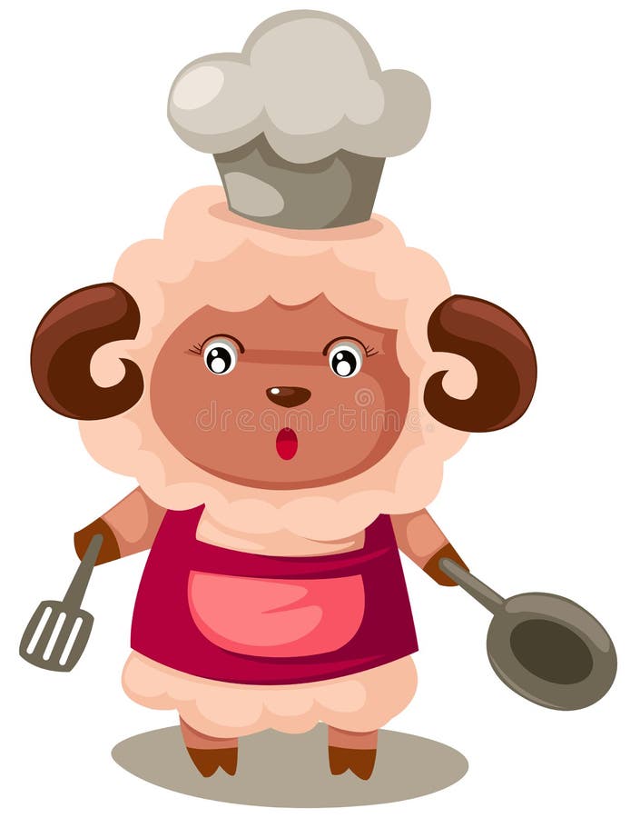 Animal sheep cooking stock vector. Image of chef, kitchen - 15565181