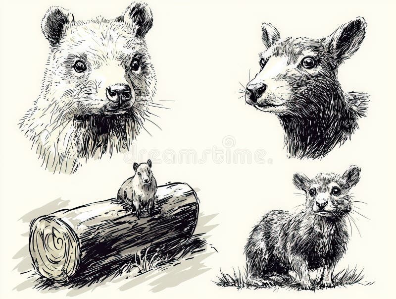 Animal Sketch Vector: a Vector Illustration Showcasing Different ...