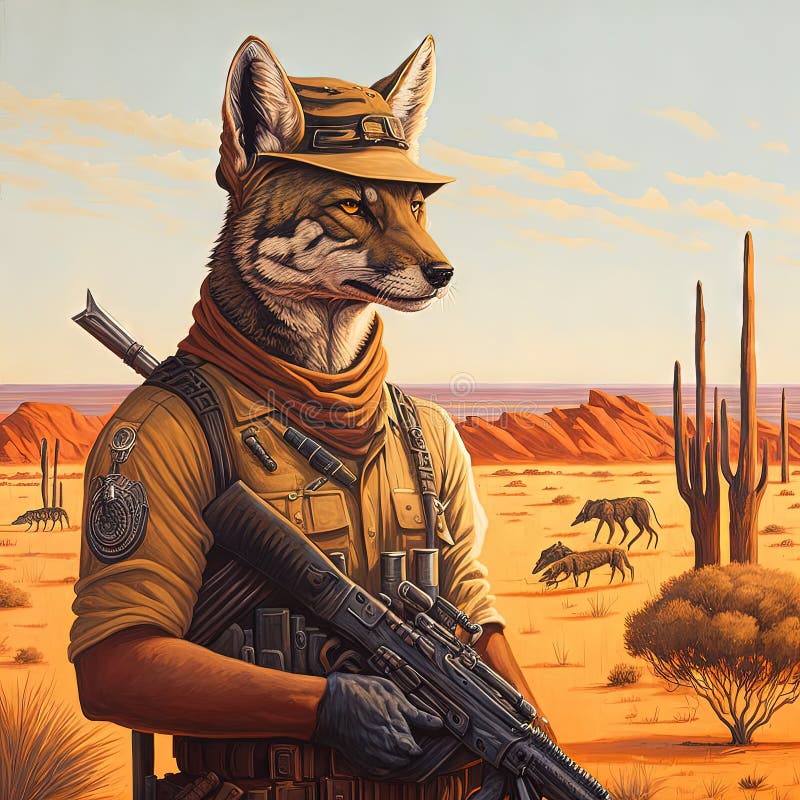Animal Soldier in Australia Outback Illustration Generative Ai Stock ...